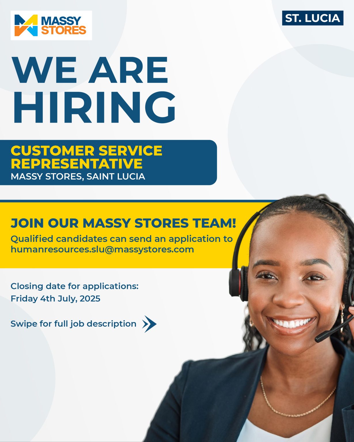 Customer Service Representative – Massy Stores SLU